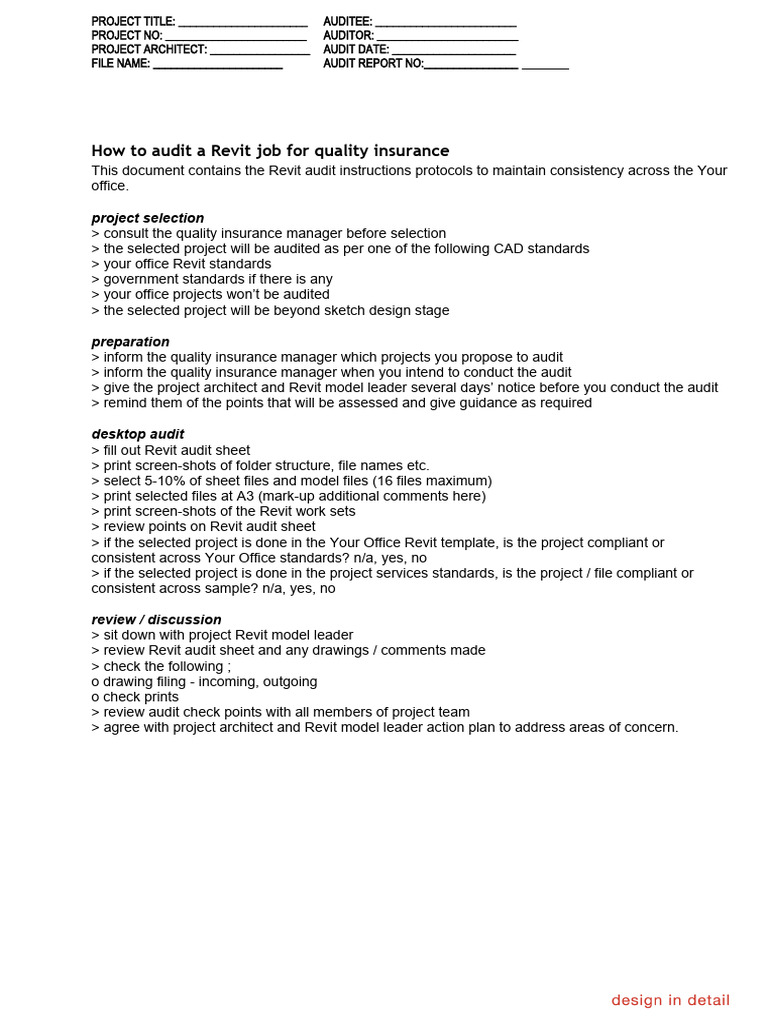 Revit Model Audit Guidelines | PDF | Autodesk Revit | Audit