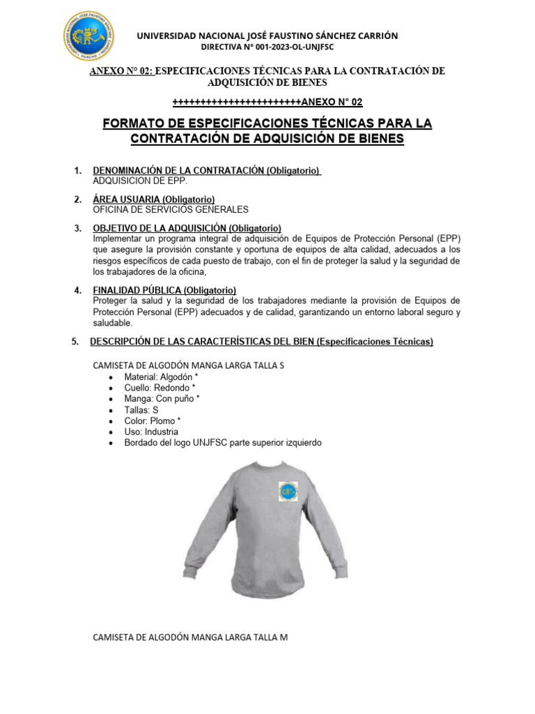 Anexos #02-Formato de Especificaciones Eeps | PDF | Guante