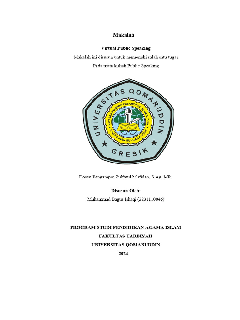 Makalah Virtual Public Speaking Bagus Ishaqi | PDF