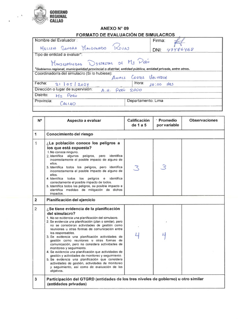 ANEXO 9 SIMULACRO DE MI PERU | PDF