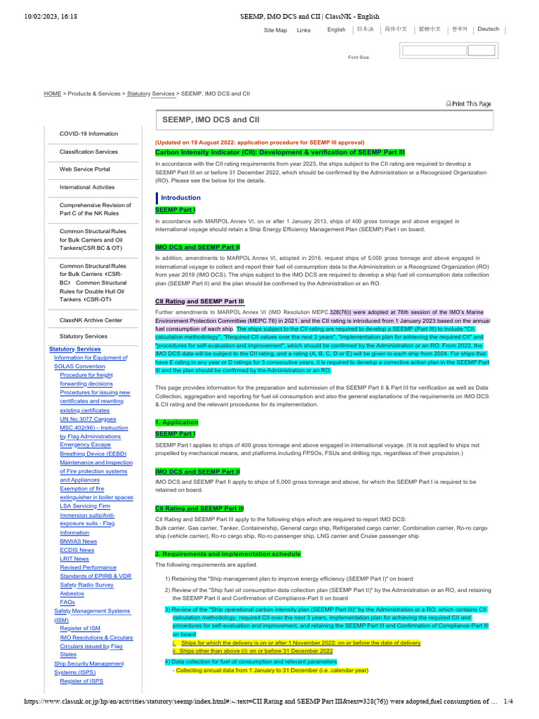 SEEMP, IMO DCS and CII - ClassNK - English | PDF | Ships | Emission ...