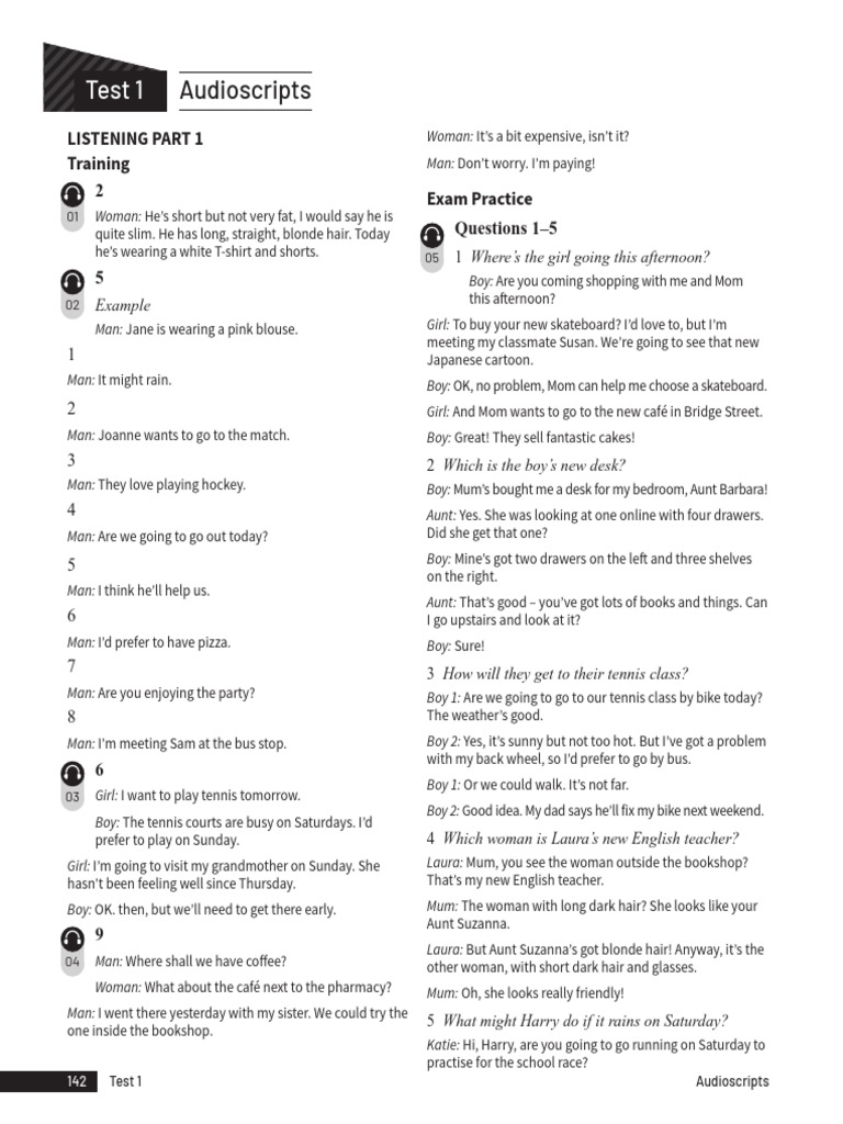 A2 Key For Schools Trainer 2 Audioscript | PDF | Cuisine | Foods