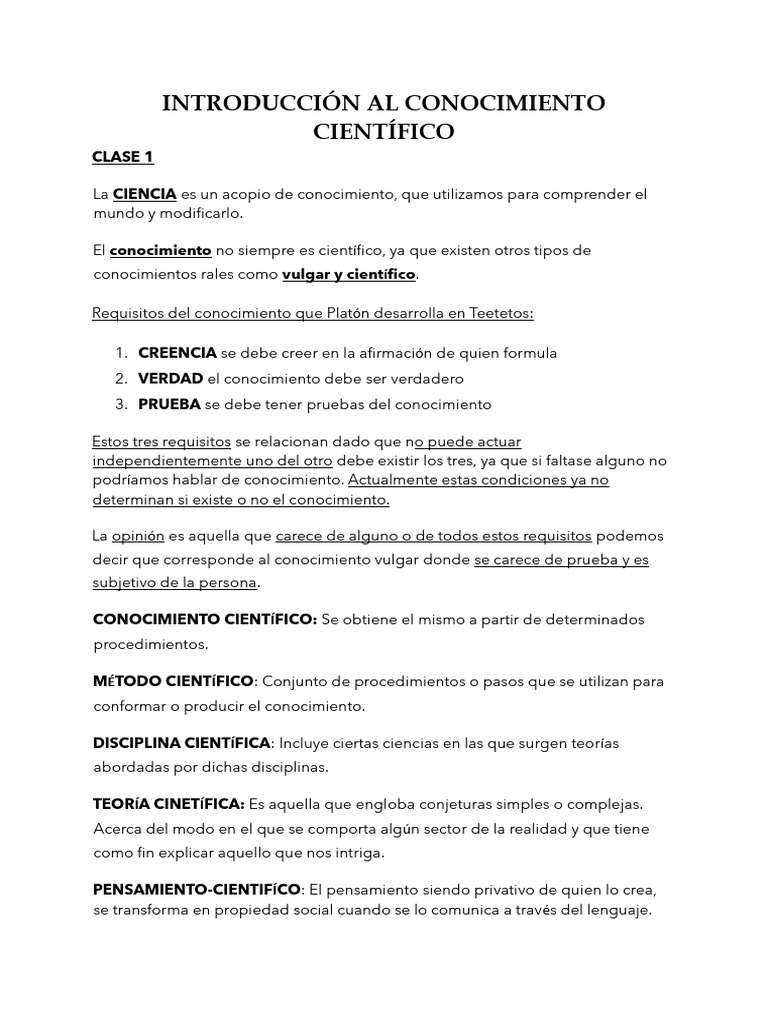 Introduccion Al Conocimiento Cientifico Resumen | PDF | Conocimiento | Método científico
