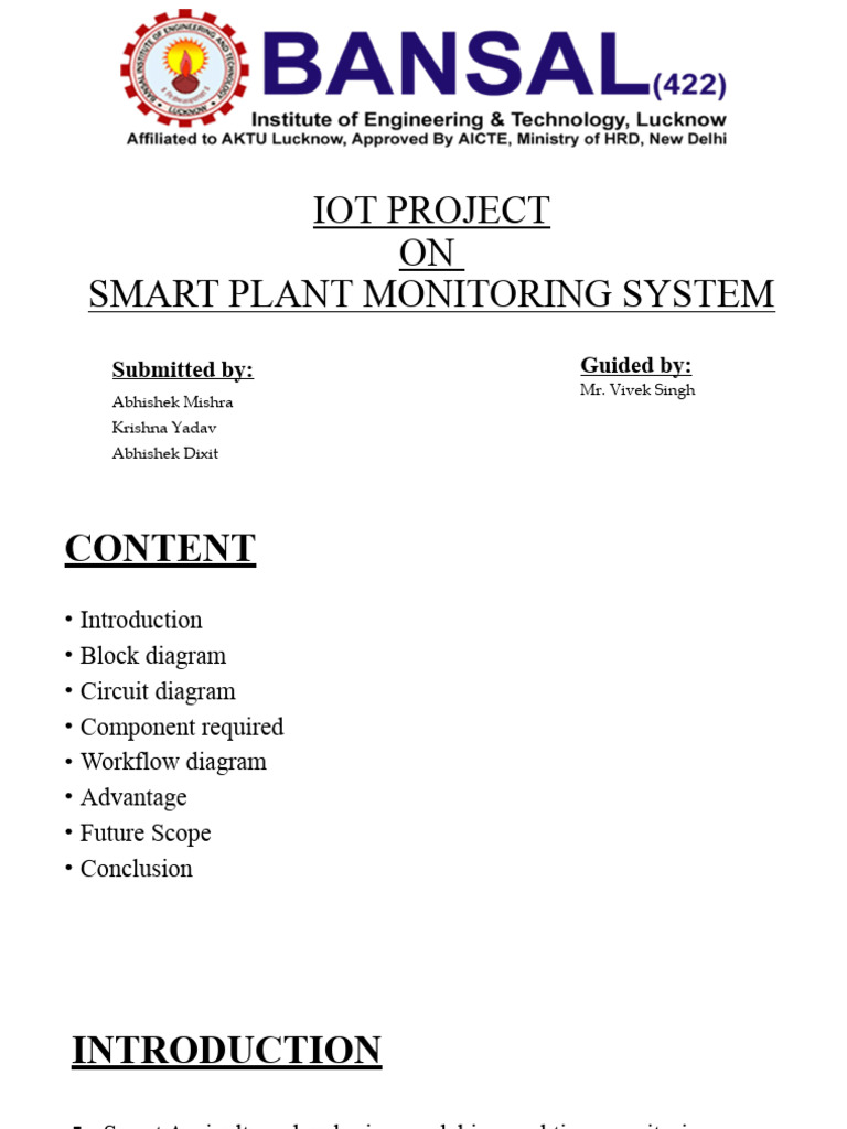 Smart Plant Monitoring System | PDF | Internet Of Things | Sensor