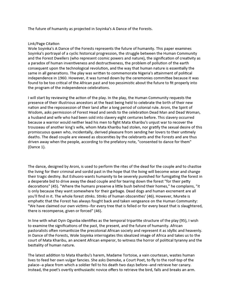 A Dance of The Forest Article | PDF