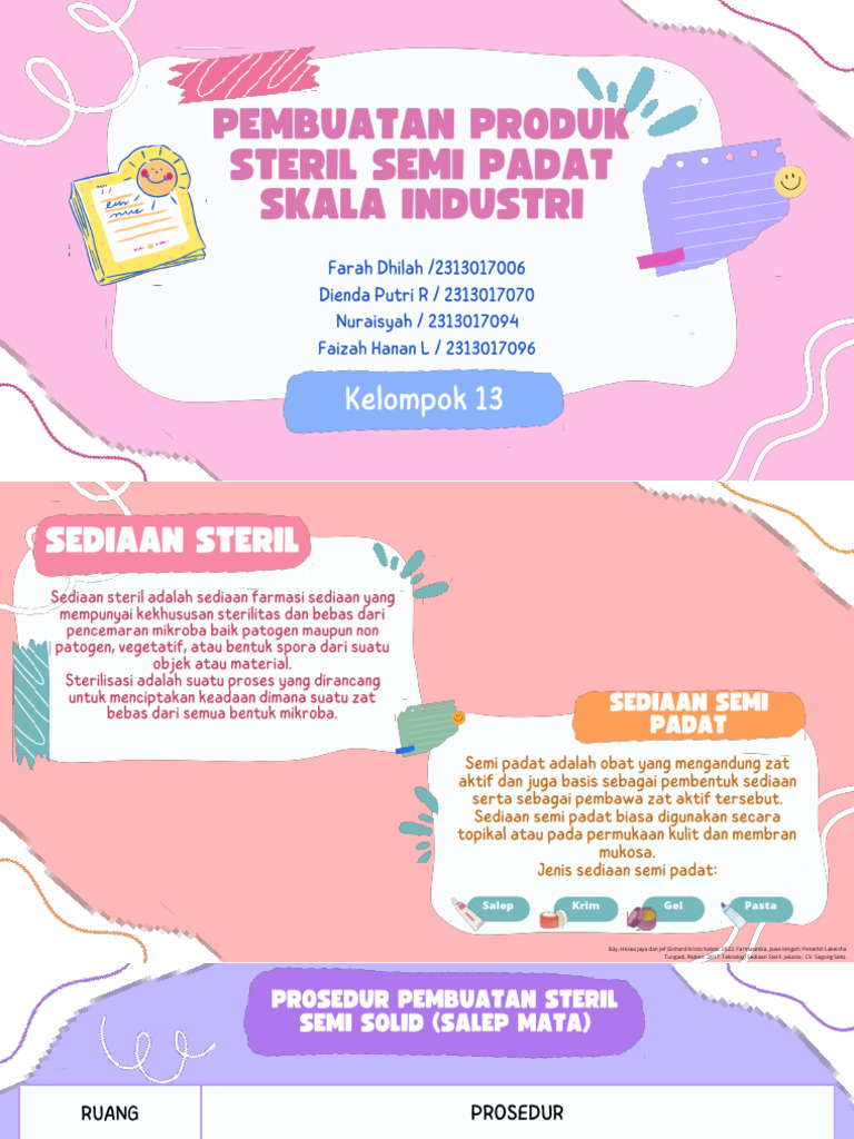 Kelompok 13 - Pembuatan Sediaan Steril Semi Solid Skala Industri | PDF