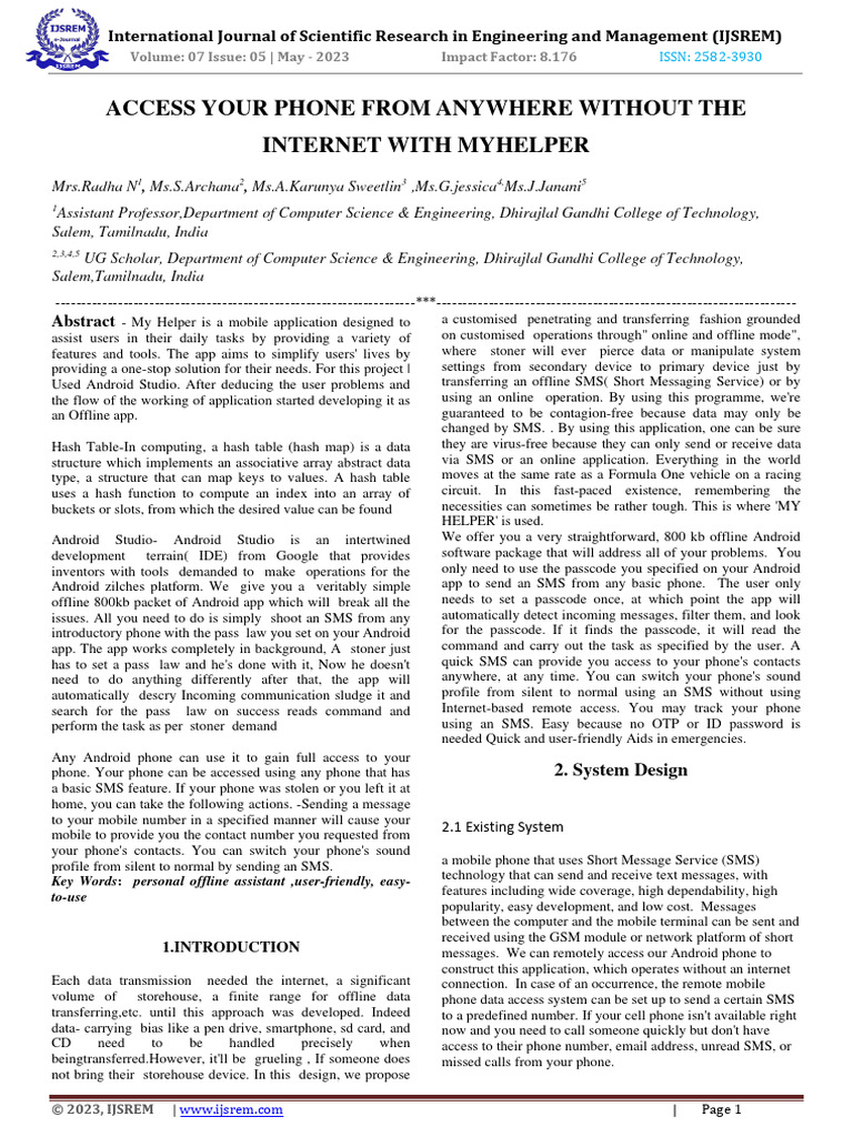 Access Your Phone From Anywhere Without The Internet With Myhelper | PDF | Android (Operating ...