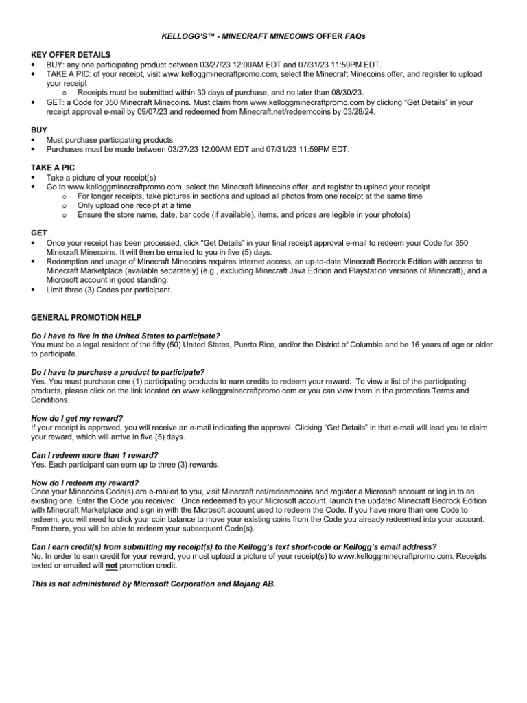 Minecraft Minecoins FAQ EN | PDF | Minecraft | Software