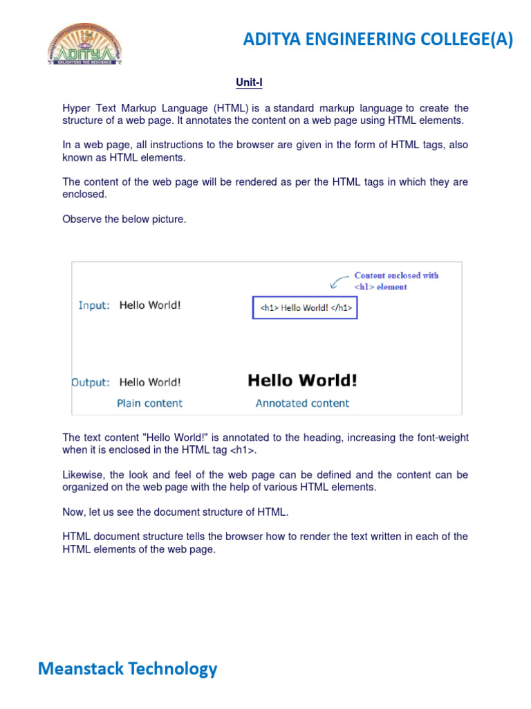 Unit1 HTML | PDF | Html Element | Hyperlink
