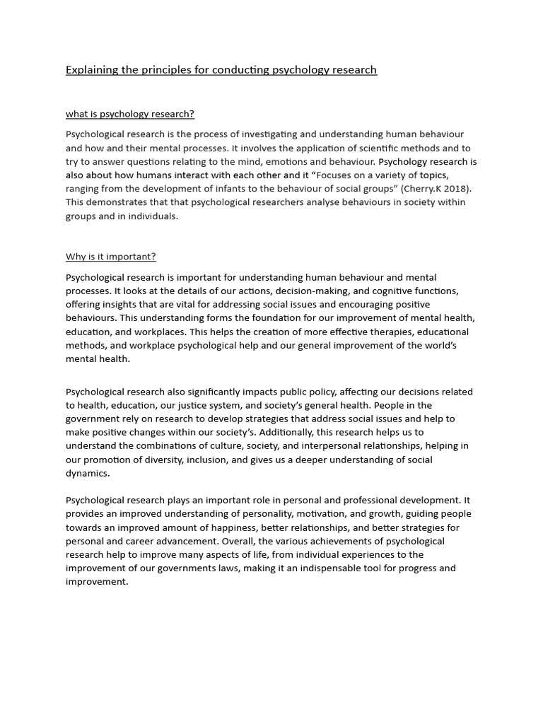 Principles of Conducting Psychology Research | PDF | Experiment ...