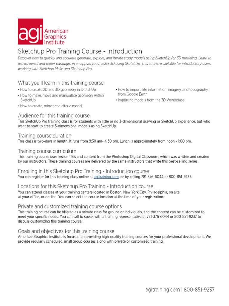 Sketchup Pro Training Course Introduction | Download Free PDF | Sketch Up | 3 D Computer Graphics