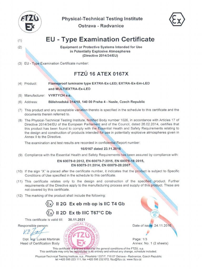 Vyrtych Zone 1 Ftzú 16 Atex 0167X | PDF