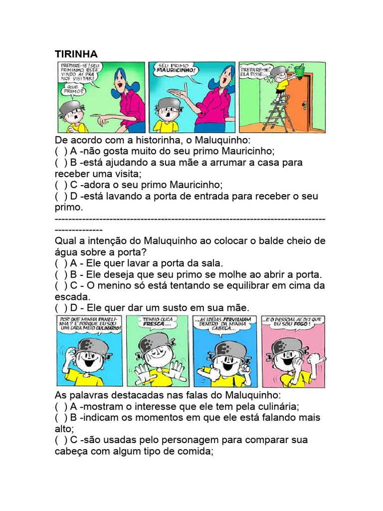 TIRINHA | PDF | Pensamento | Quadrinhos