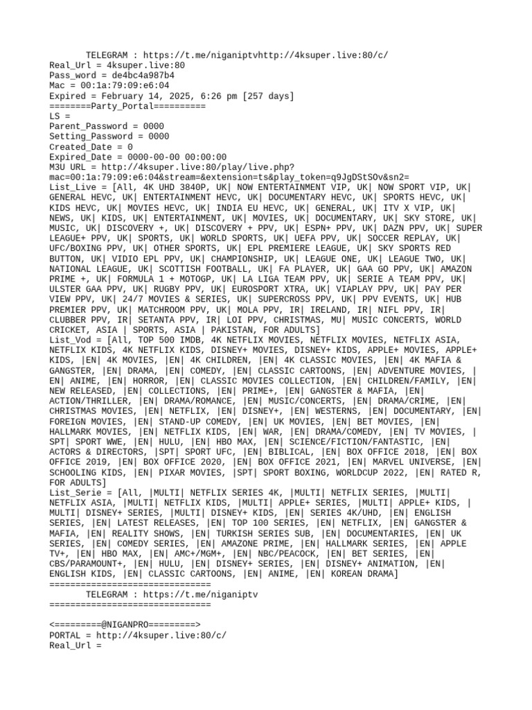 x103 Mac Portal STB 4ksuper - Live | PDF | Pay Television | Hbos