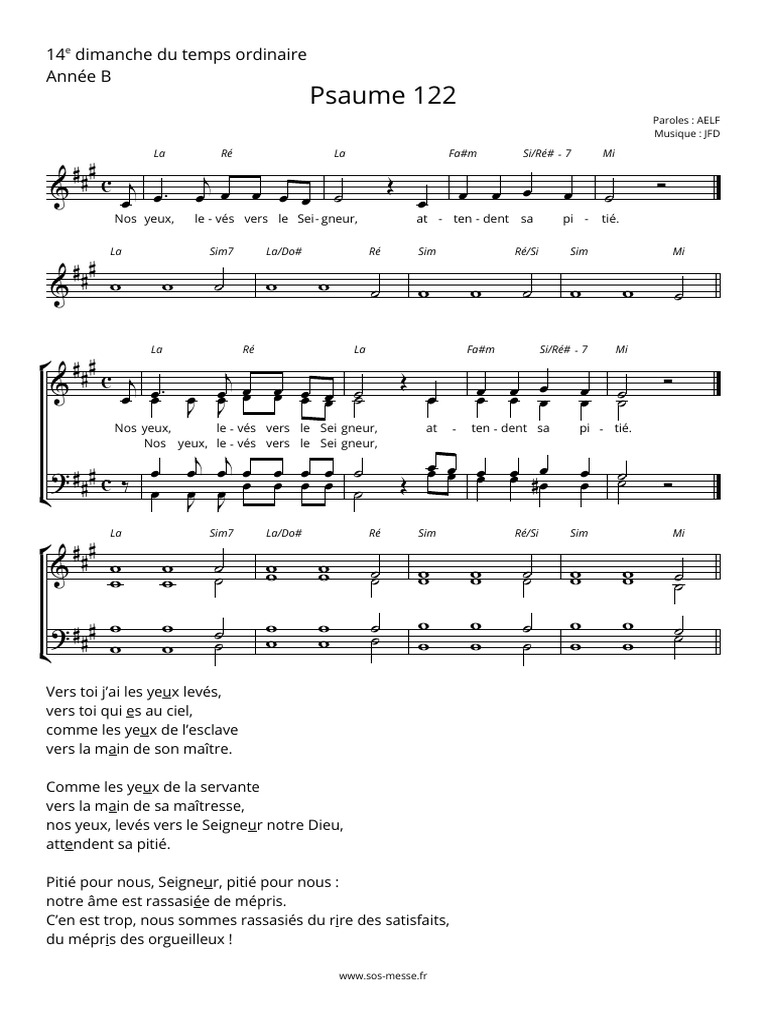 14e Dimanche Du Temps Ordinaire - Année B - Psaume 122-1 | PDF