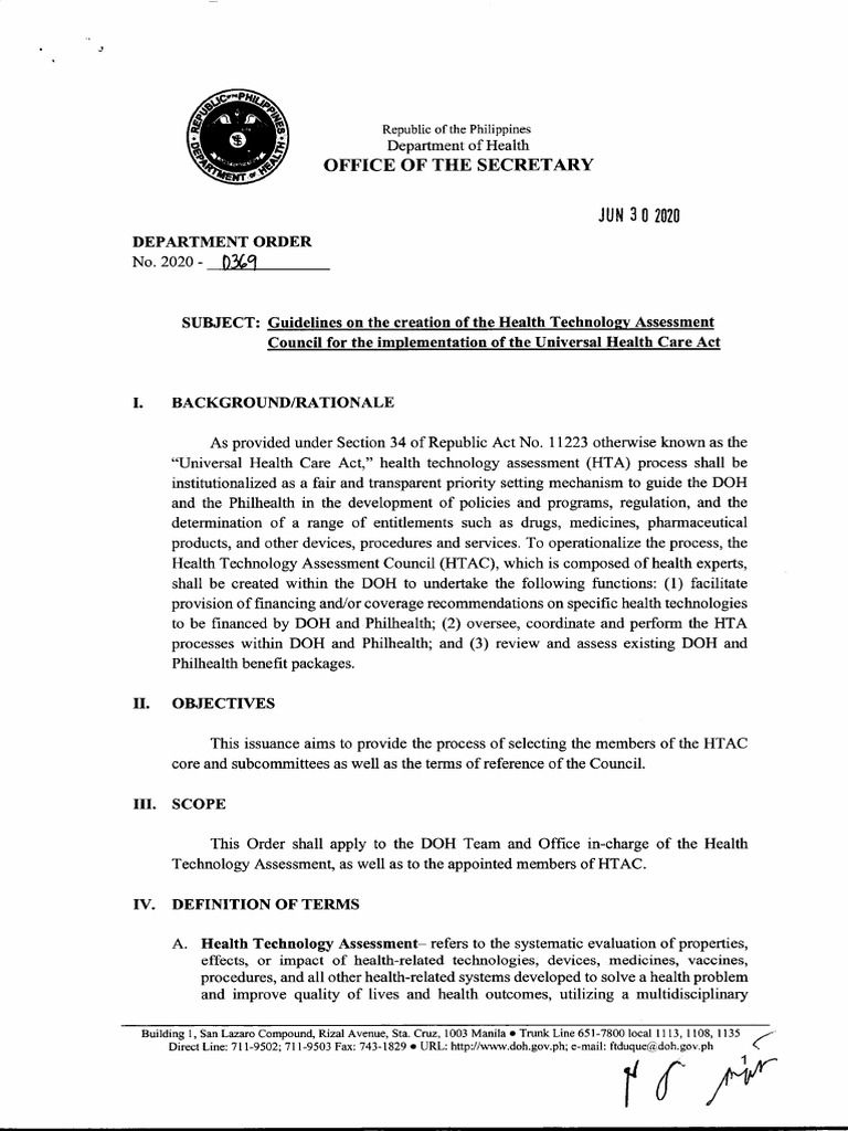 DO 2020-0369 - Gudelines On The Creation of The HTA Council For The ...