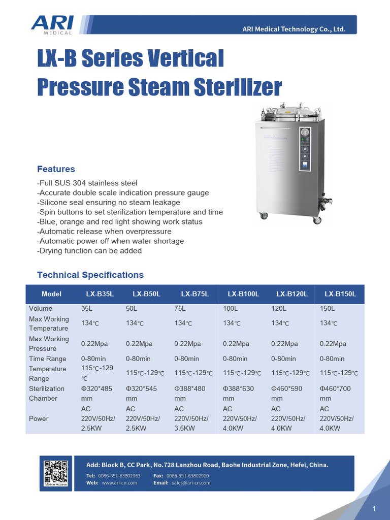 LX-B35L Vertical Pressure Steam Sterilizer | PDF
