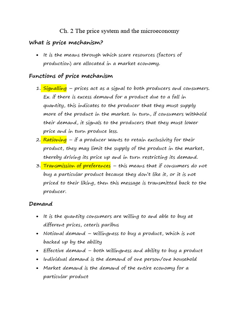 Ch.2 The Price System and The Microeconomy | PDF | Demand | Elasticity ...