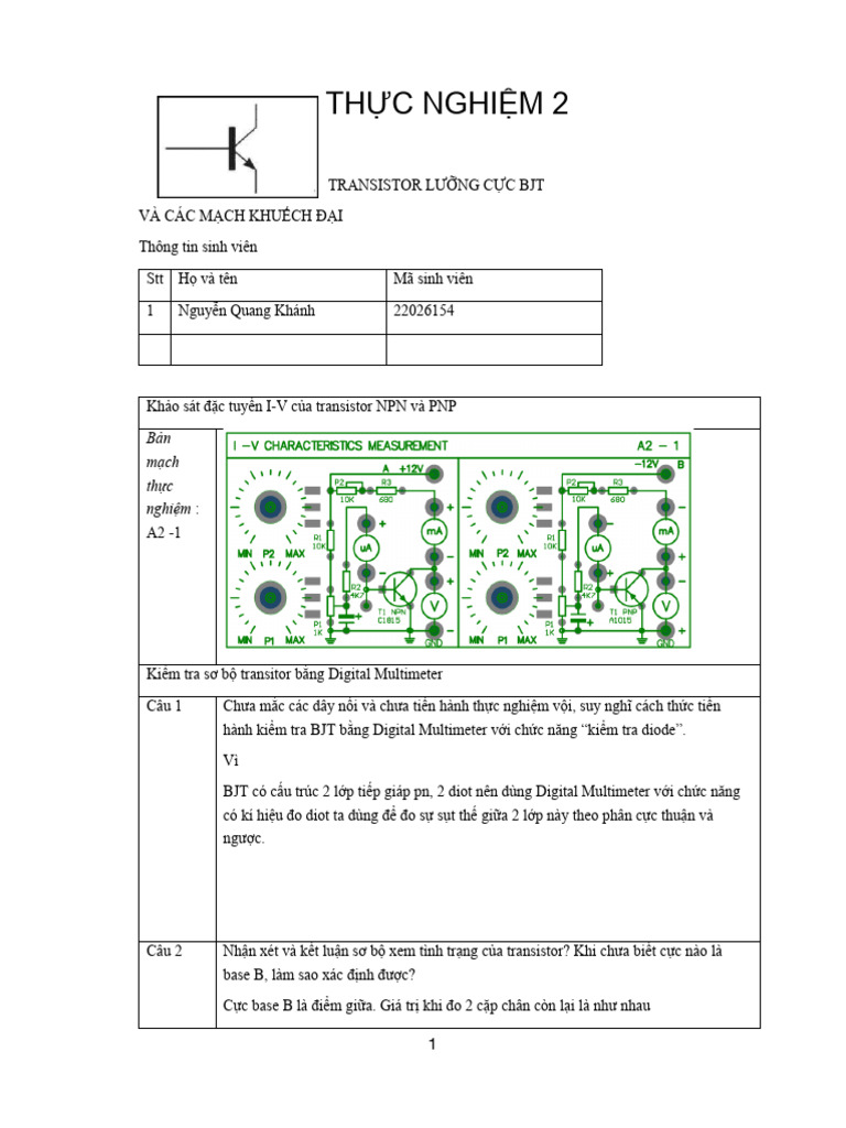 Bài 2-TRANSISTOR LƯ NG C C BJT | PDF