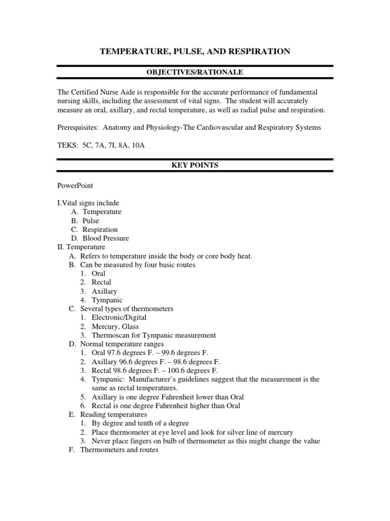 CERTIFIED NURSINGS ASSISTANT!!!!! Temperature Pulse and Respiration ...