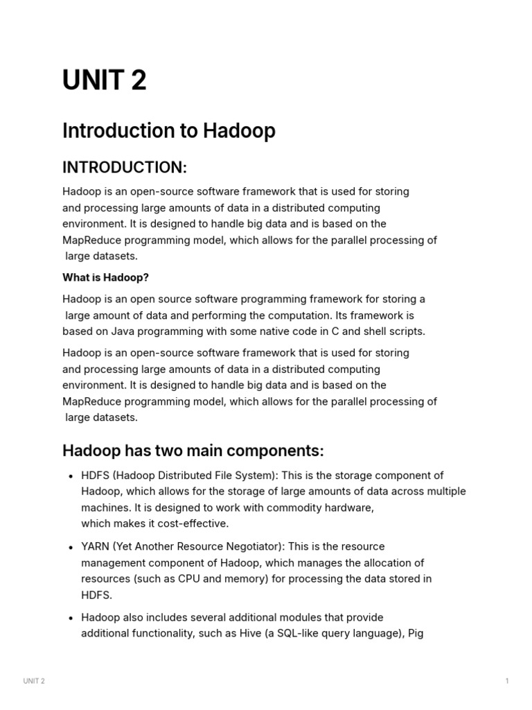 Unit 2 1 Pdf Apache Hadoop Map Reduce
