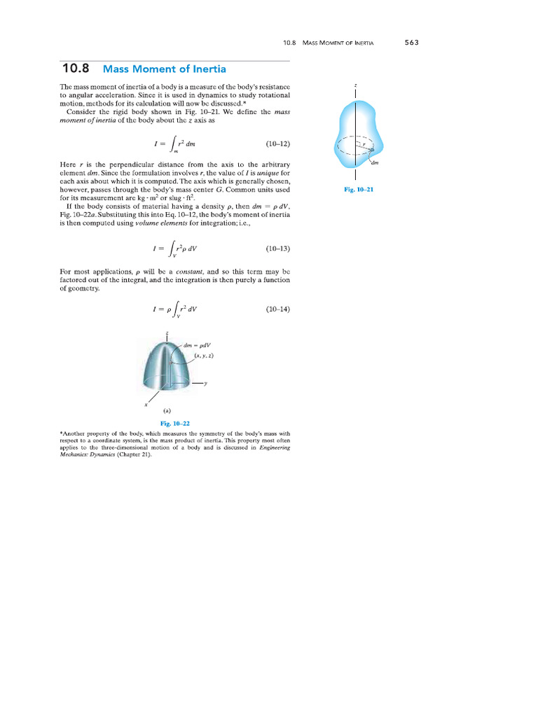 Mass Moment of Inertia | PDF