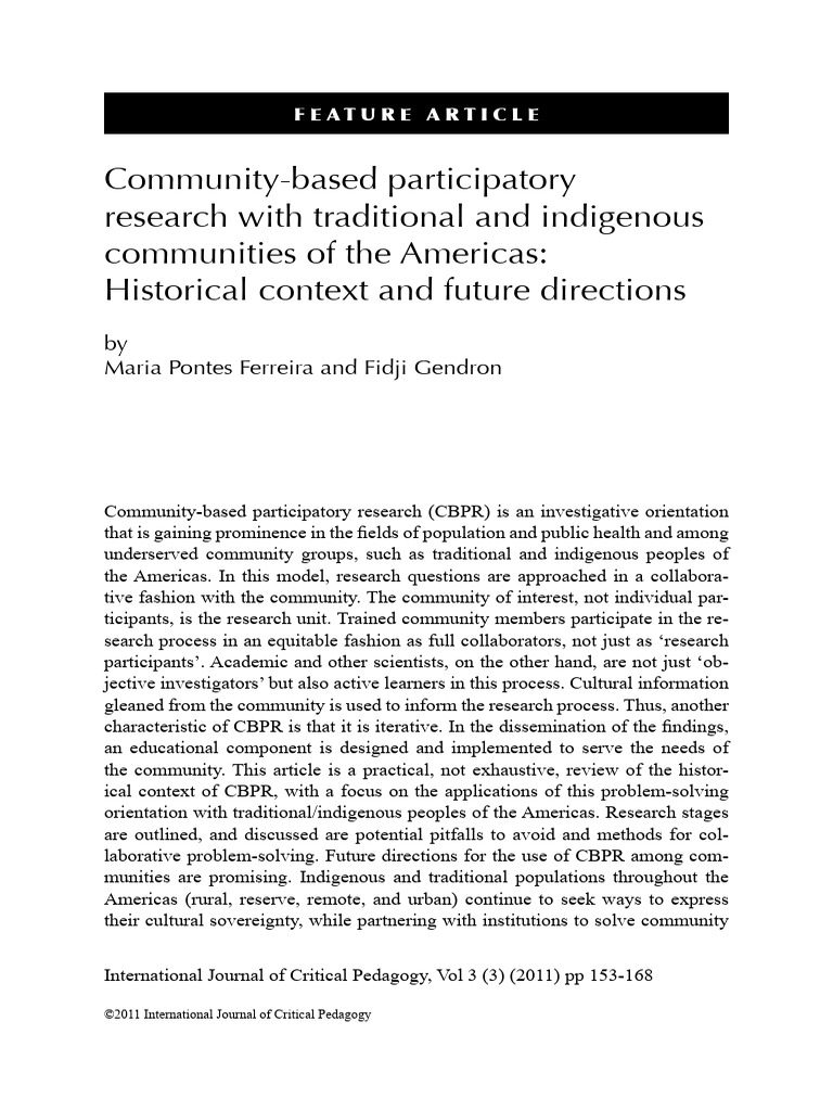 Community Based Participatory Research Historical Context Pdf