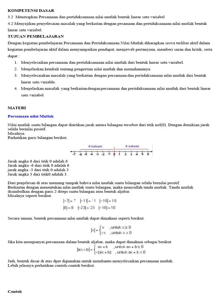 Materi Daring Nilai Mutlak | PDF | Metode & Bahan Ajar | Sains & Matematika