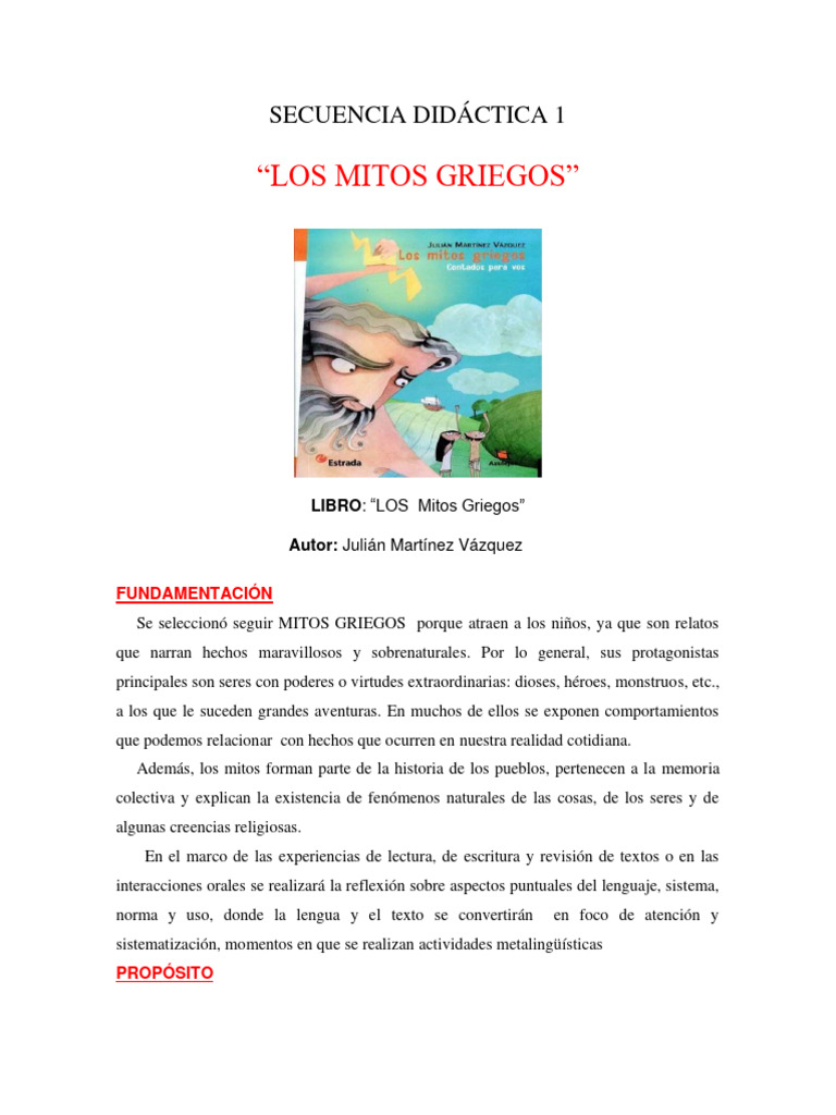 Secuencia Didáctica: Mitos Griegos | PDF | Teseo | Minotauro