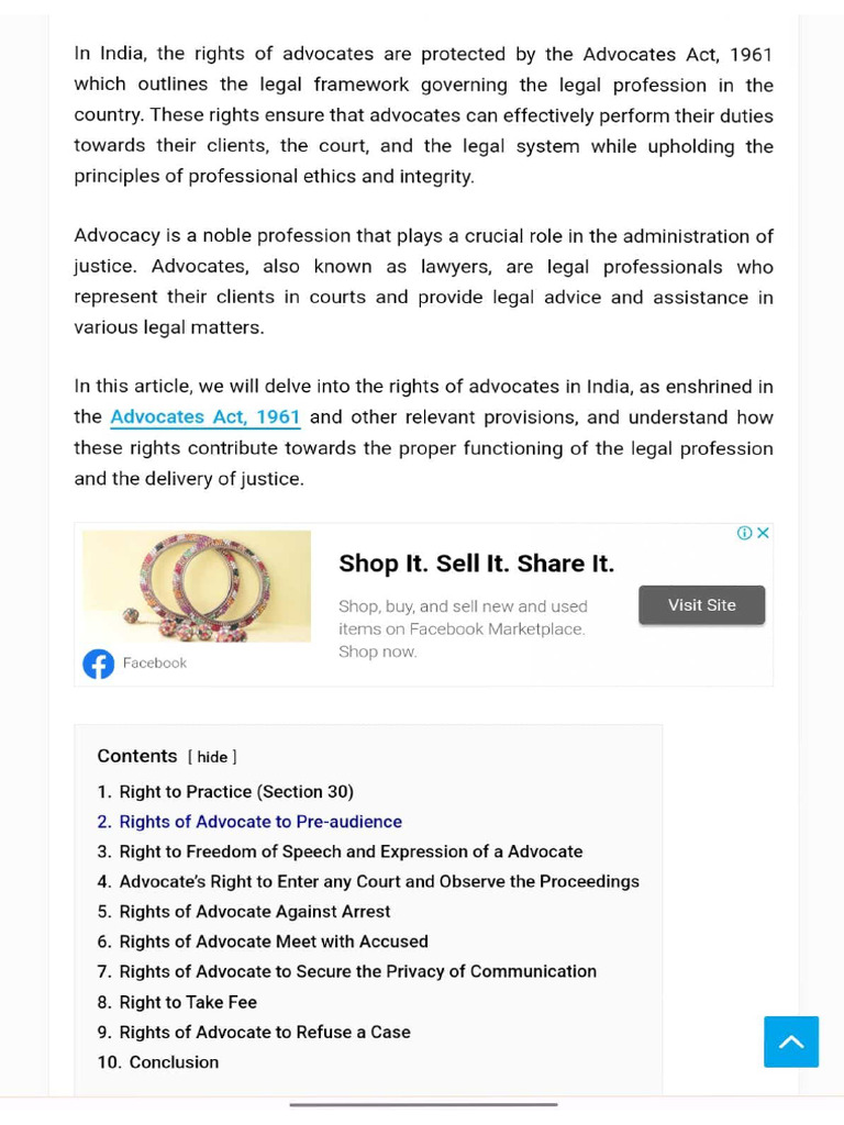 Rights of Advocate | PDF