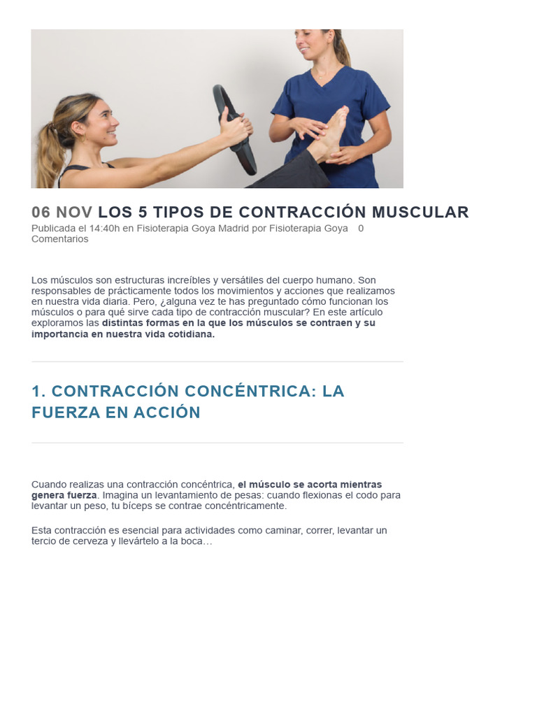 Los 5 Tipos de Contracción Muscular - Fisioterapia Goya | PDF ...