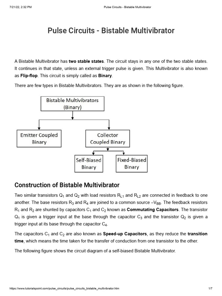 Pulse Circuits - Bistable Multivibrator | PDF | Digital Electronics | Analog Circuits
