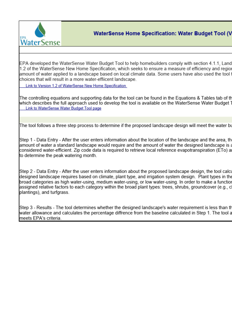 Water Budget Tool for Homebuilders | PDF | Hydrology | Earth Sciences