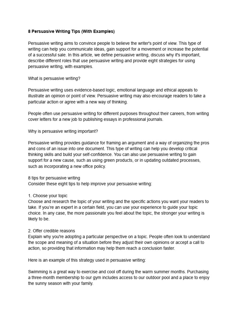 Persuasive Writing | PDF | Communication | Cognition