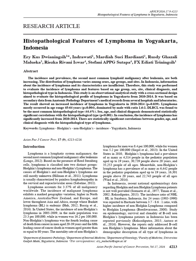 Dwianingsih - HIstopathological Features of Lymphoma in Yogyakarta ...