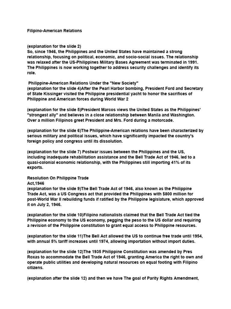 Filipino-American Relations Overview | PDF | International Relations ...