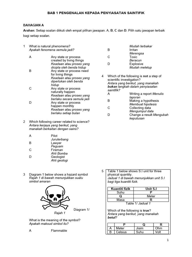 Koleksi Soalan Sains Tingkatan 1 Kssm Pdf