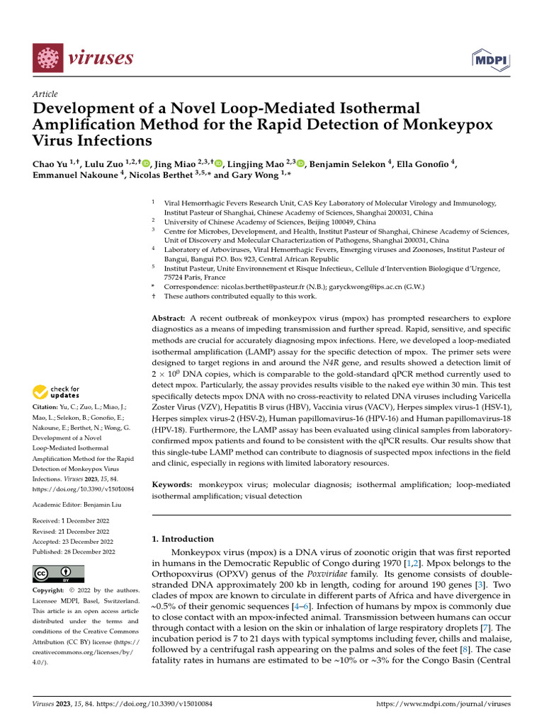 Development of A Novel Loop-Mediated Isothermal Amplification Method For The Rapid Detection of ...