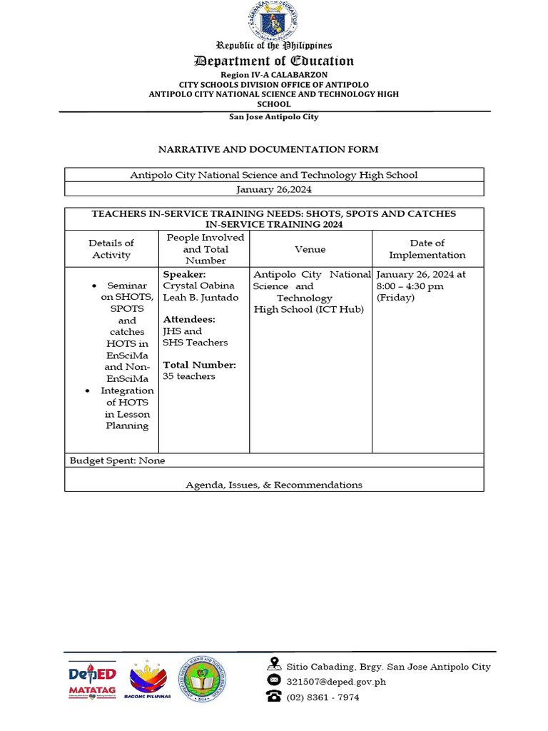 INSET-TRAINING-2024-Day-1 | PDF | Lesson Plan | Teachers