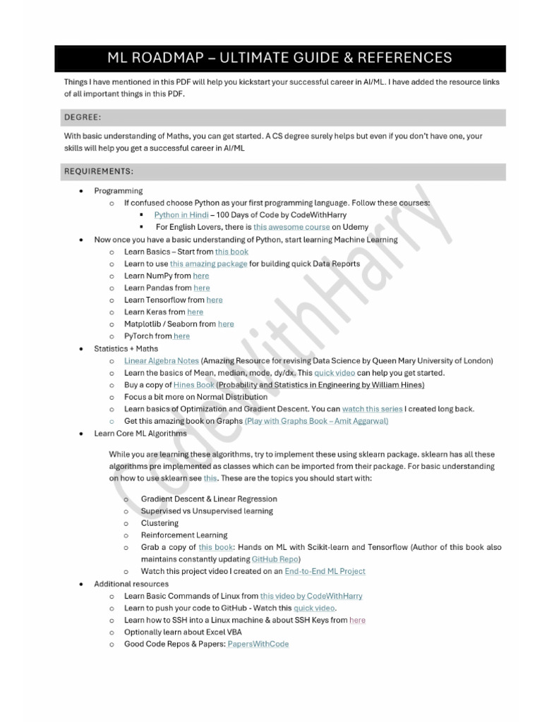 ML Roadmap - Notes | PDF