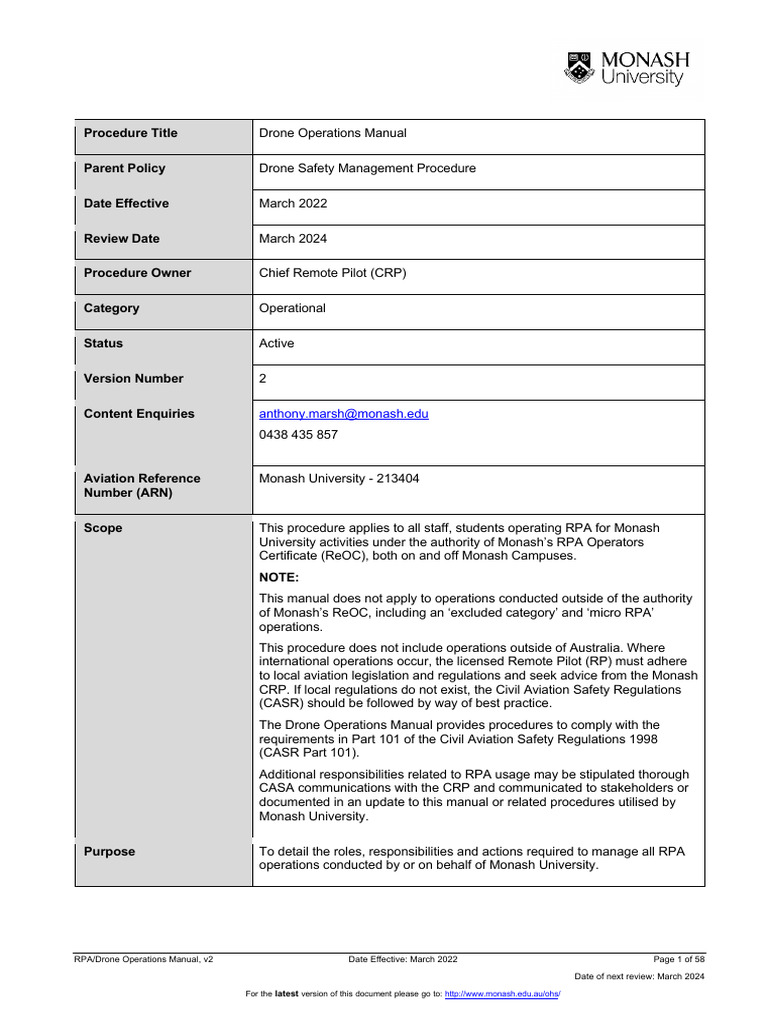 Monash-University-Drone-Operations-Manual | PDF | Unmanned Aerial ...