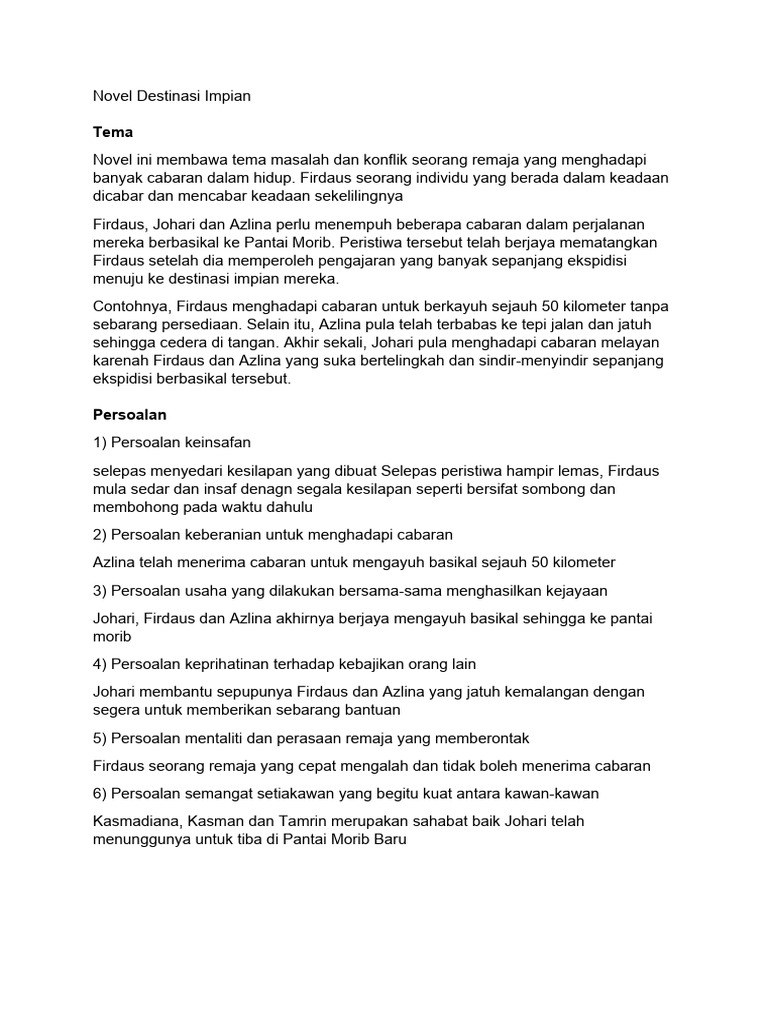 Novel Destinasi Impian | PDF