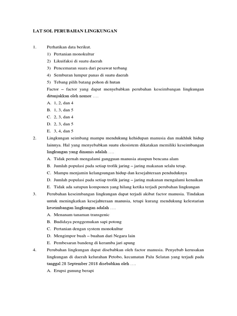 Lat Sol Perubahan Lingkungan | PDF