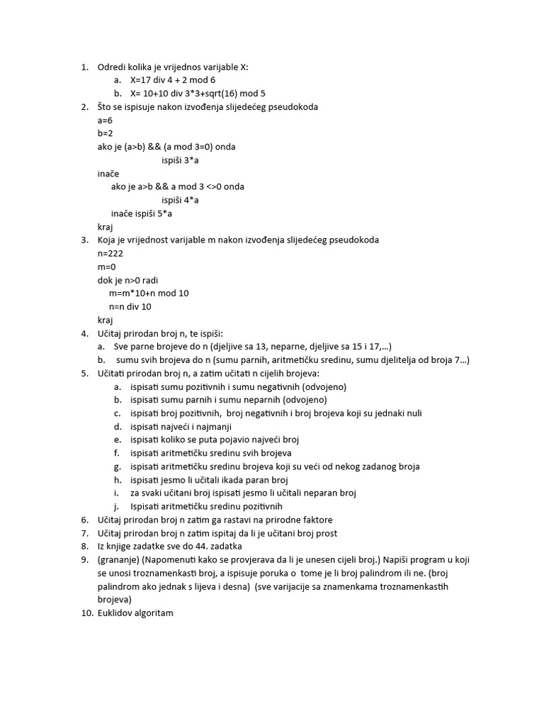 Zadaci Iz Petlji | PDF