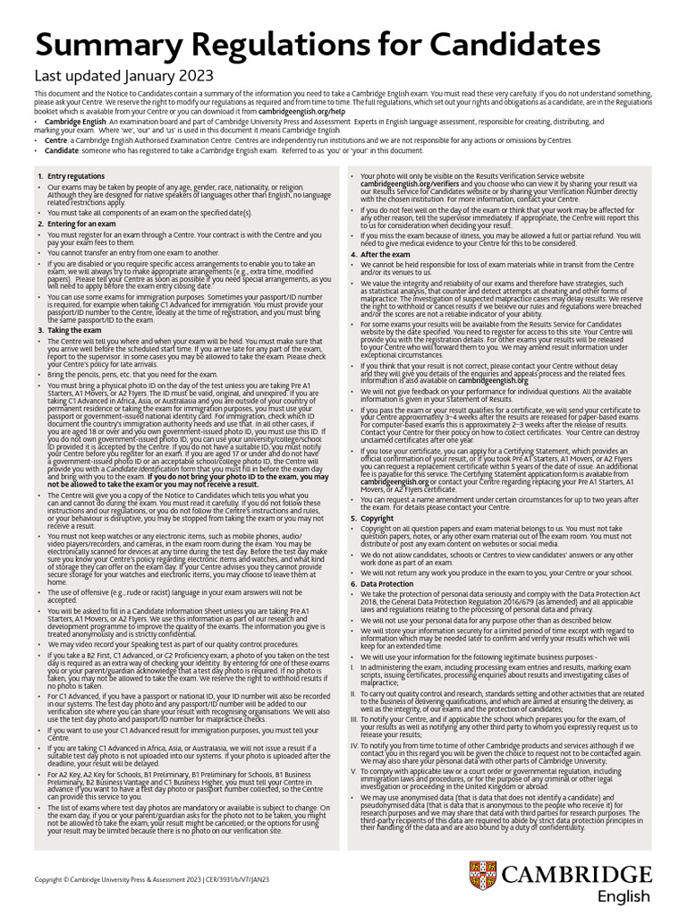 Summary Regulations ENG | PDF