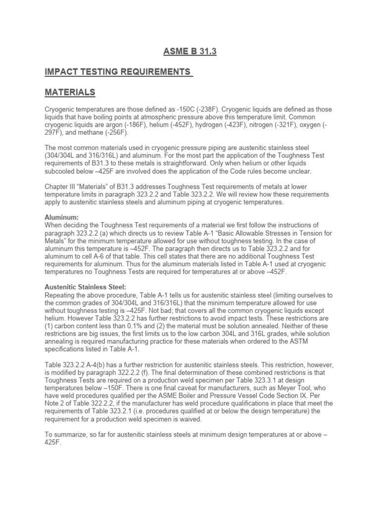 ASME B 31.3 Impact Testing Notes | Download Free PDF | Welding ...