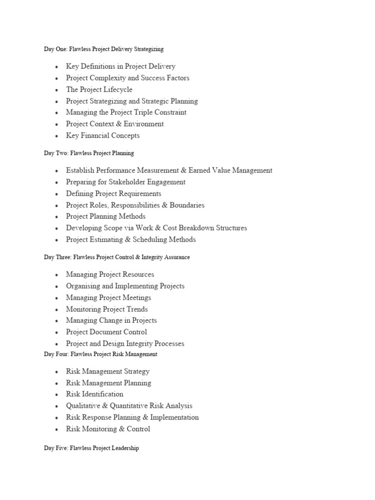 Flawless Project Delivery Contents | PDF | Business