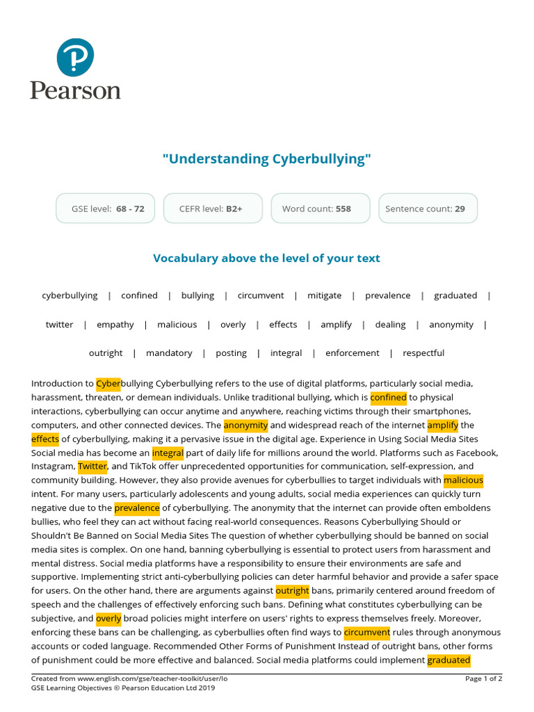Understanding Cyberbullying | PDF | Cyberbullying | Social Media