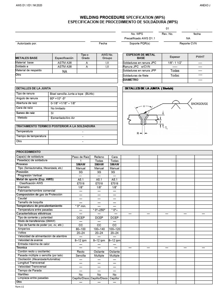 Wps Smaw-3g.. Aws d1.1 2020 | Descargar gratis PDF | Soldadura ...