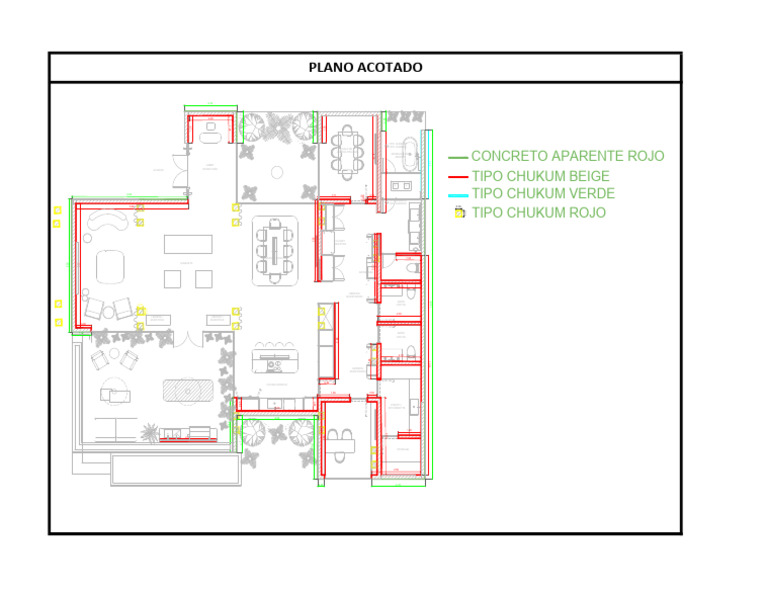 Plano Acotado: Concreto Aparente Rojo Tipo Chukum Beige Tipo Chukum Verde Tipo Chukum Rojo | PDF